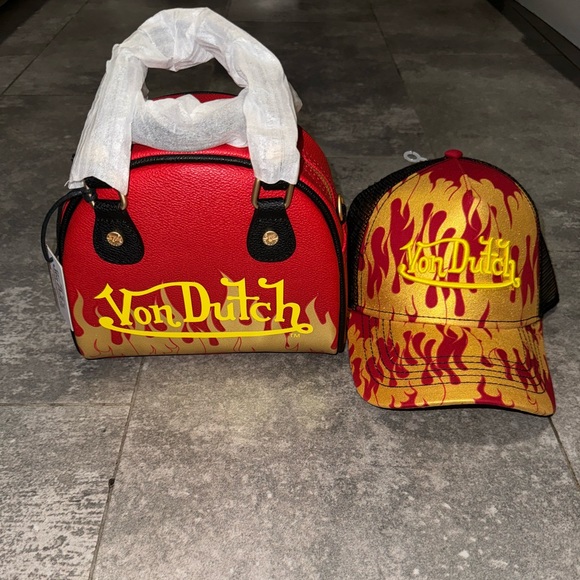 Von Dutch | Bags | Von Dutch City Of Angels Red Yellow Set | Poshmark